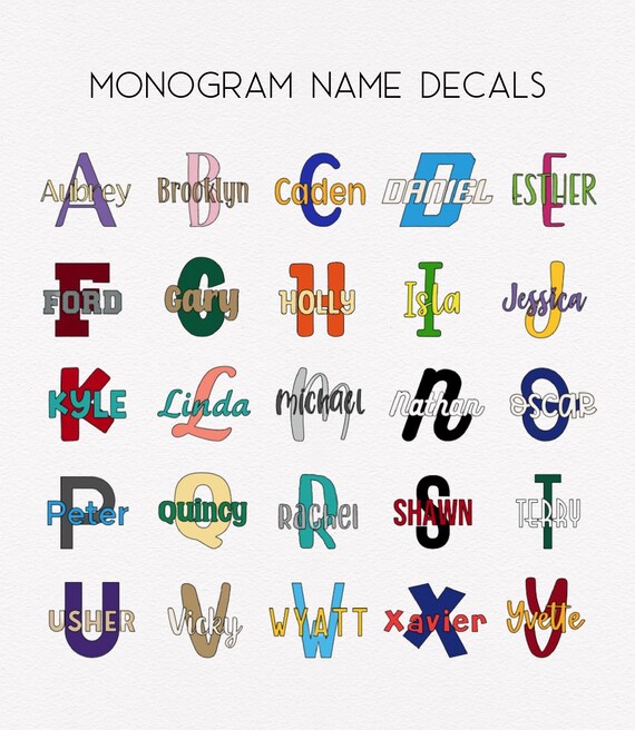 Calcomanías Con Nombres Monogramados 5 Uds Pegatinas De Nombre
