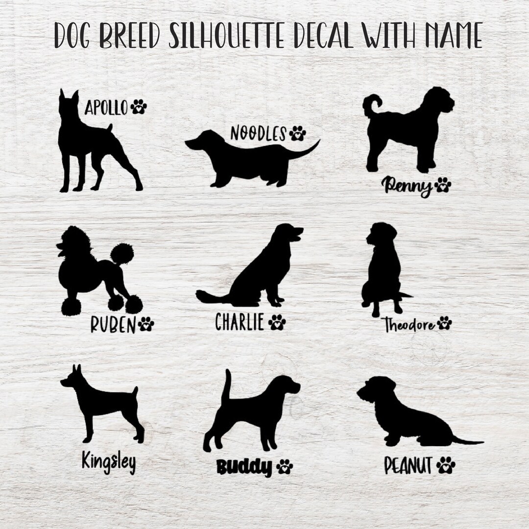 Personalized Dog Breed Silhouette Vinyl Decal With Name - Etsy