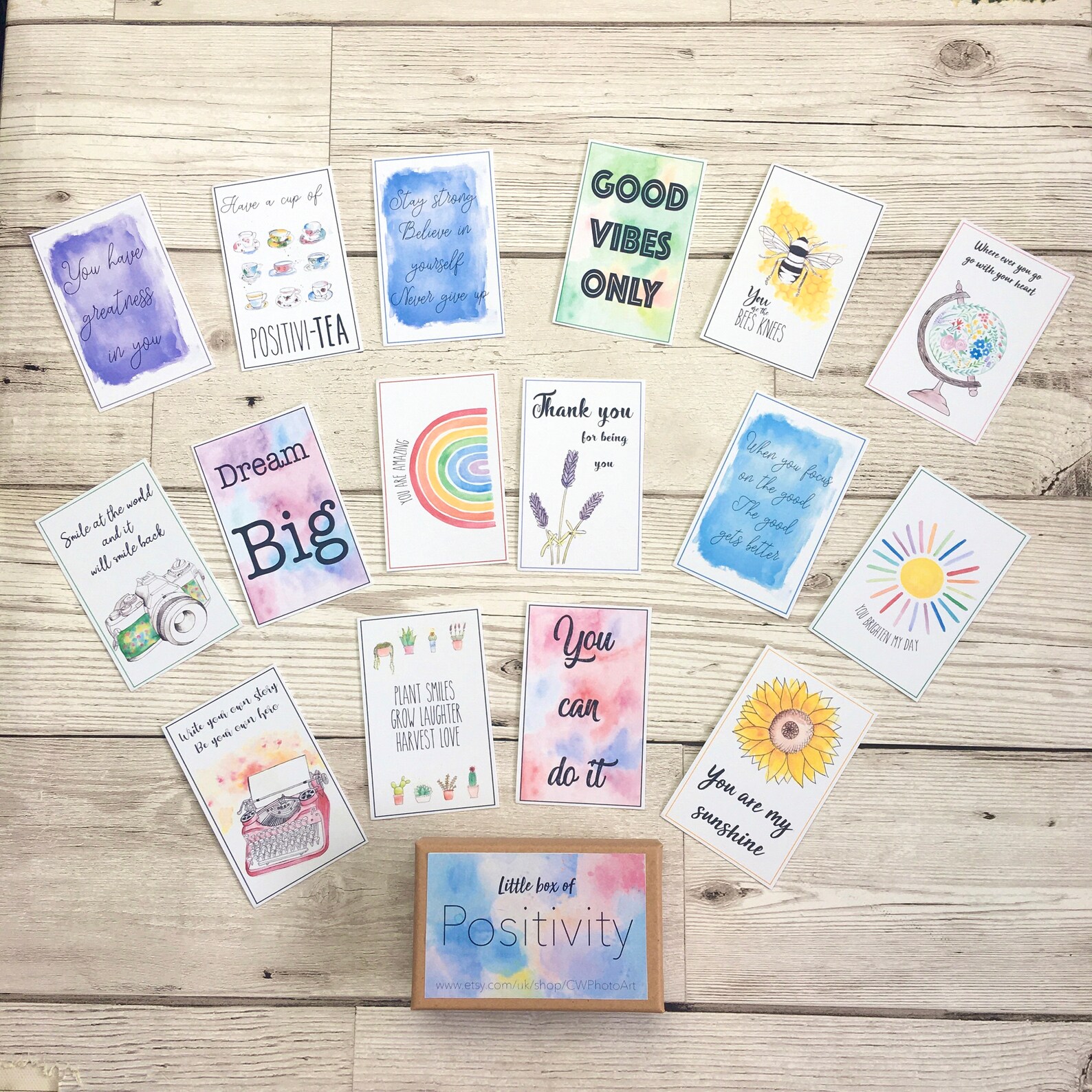 Inspirational Positive Message Cards Box Set of 16. Positivity - Etsy