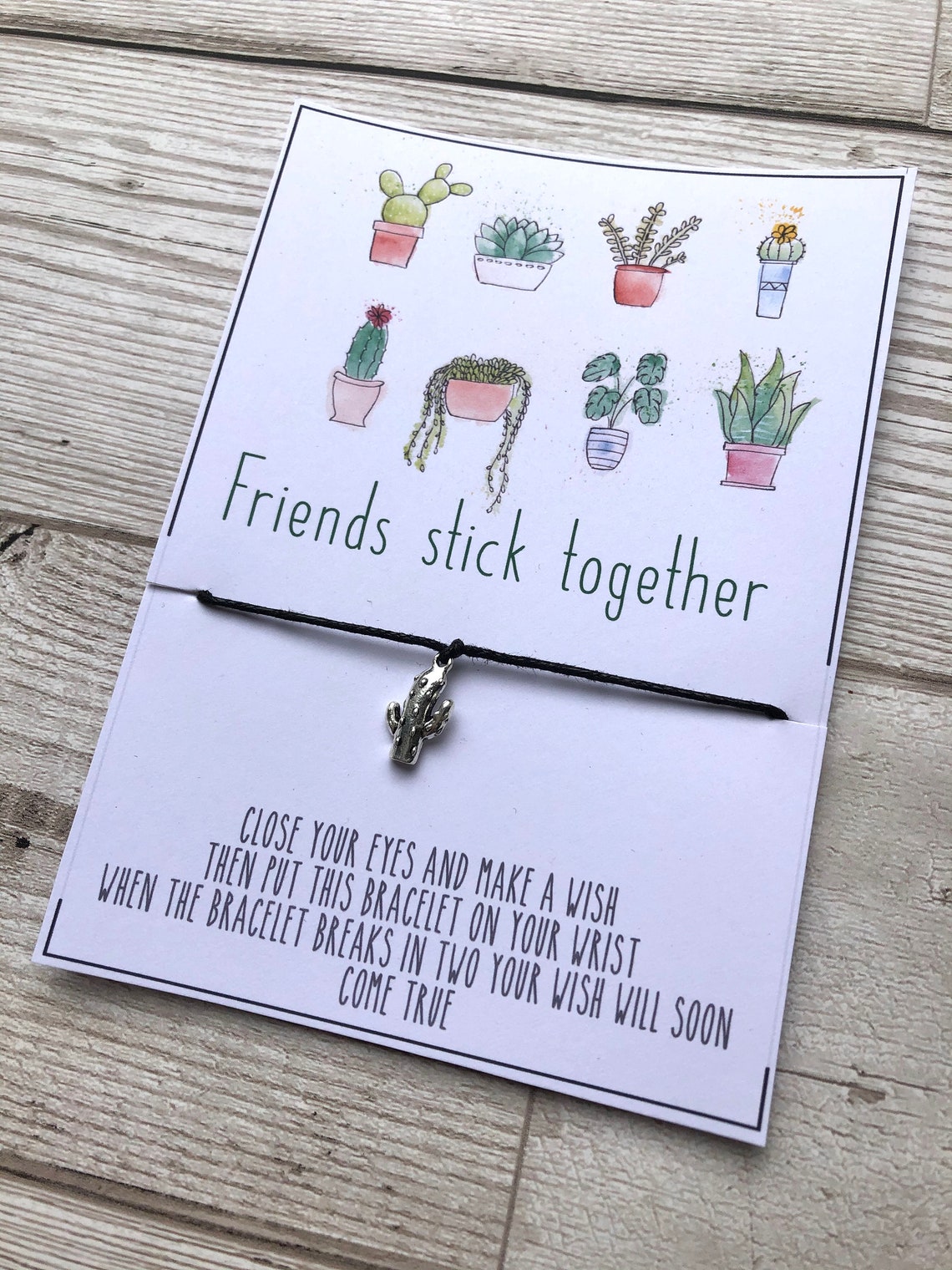 Best Friend Wish Bracelet. Friend Stick Together. Cactus Wish - Etsy