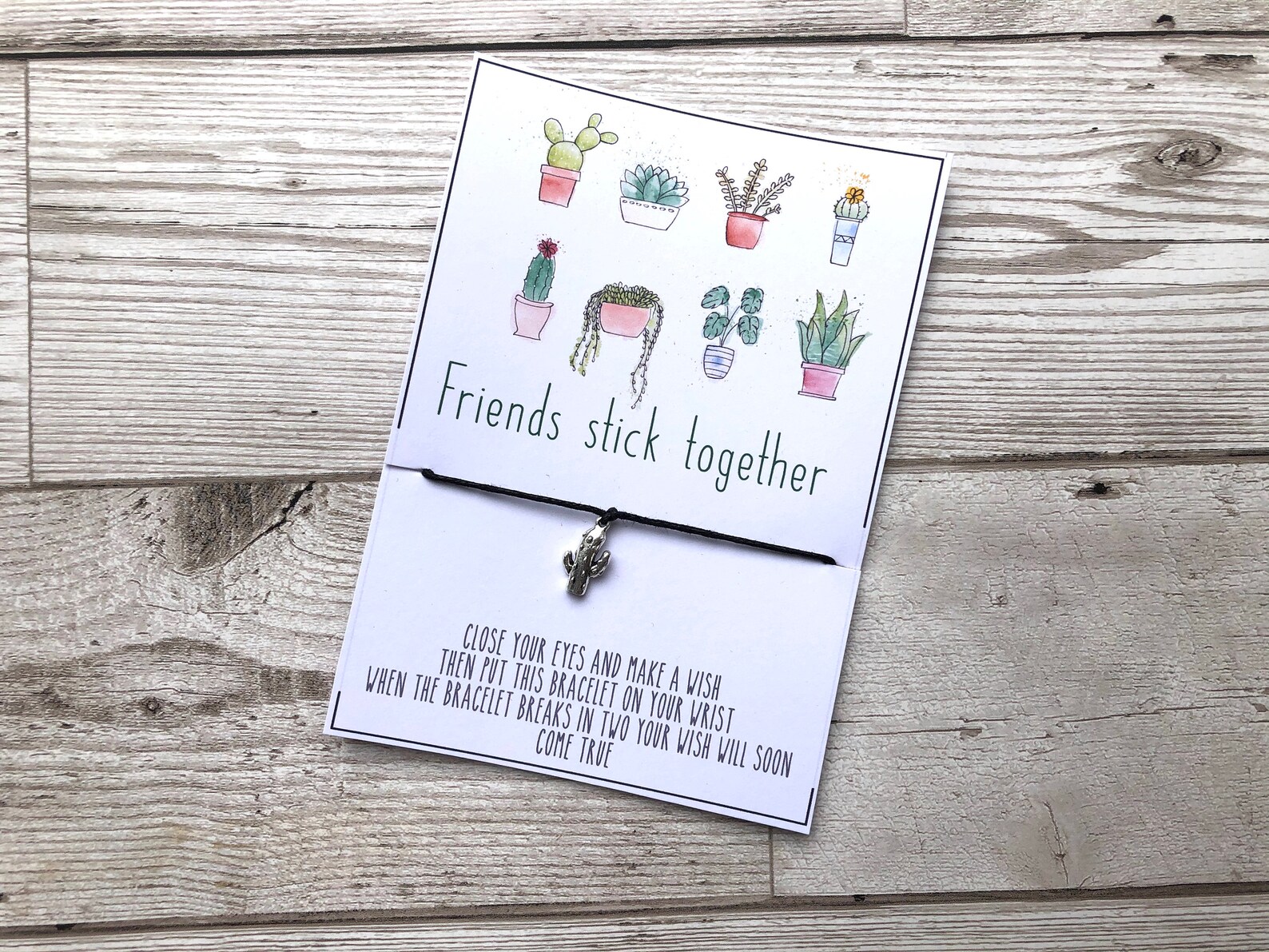 Best Friend Wish Bracelet. Friend Stick Together. Cactus Wish - Etsy