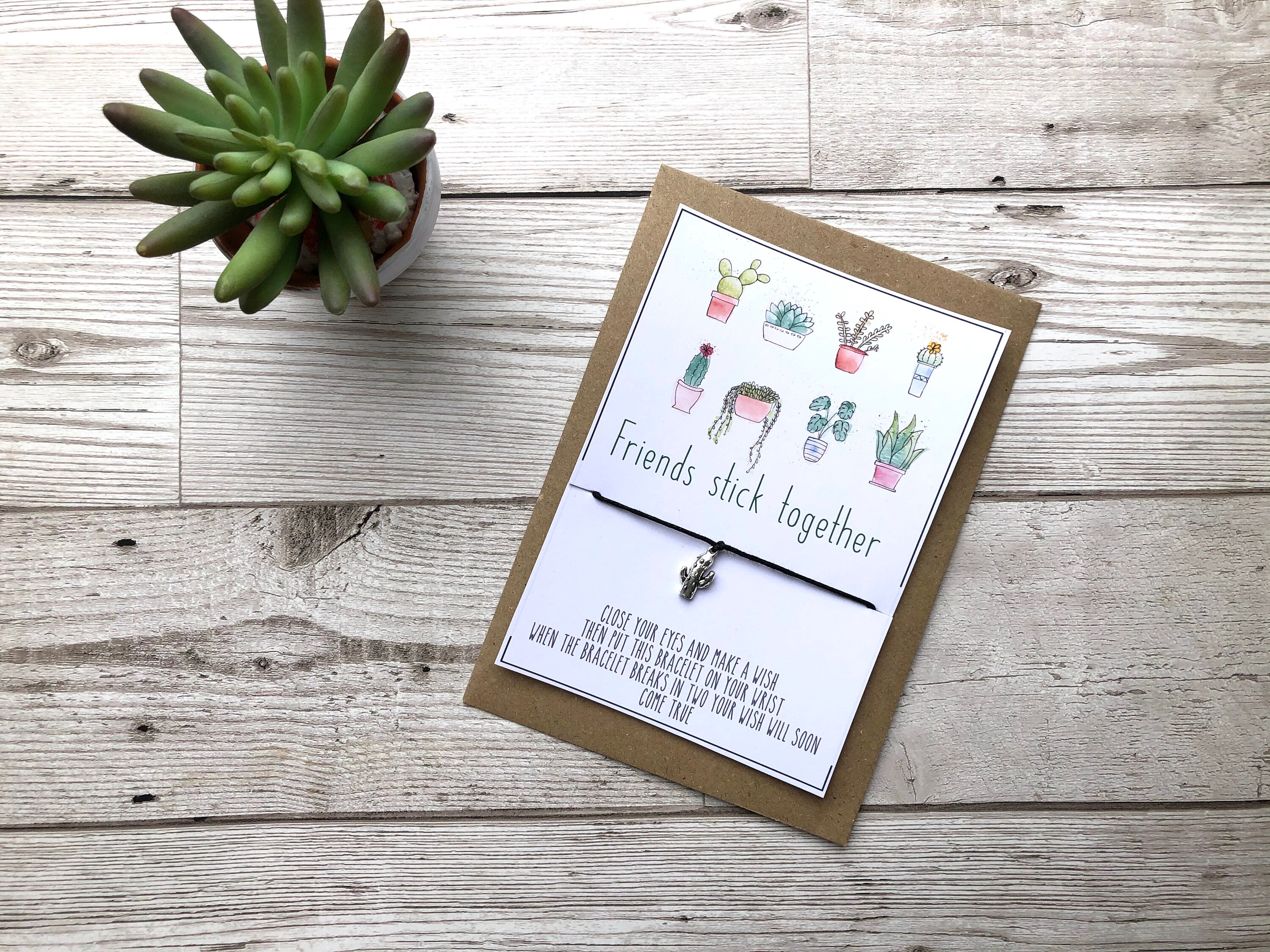 Best Friend Wish Bracelet. Friend Stick Together. Cactus Wish - Etsy