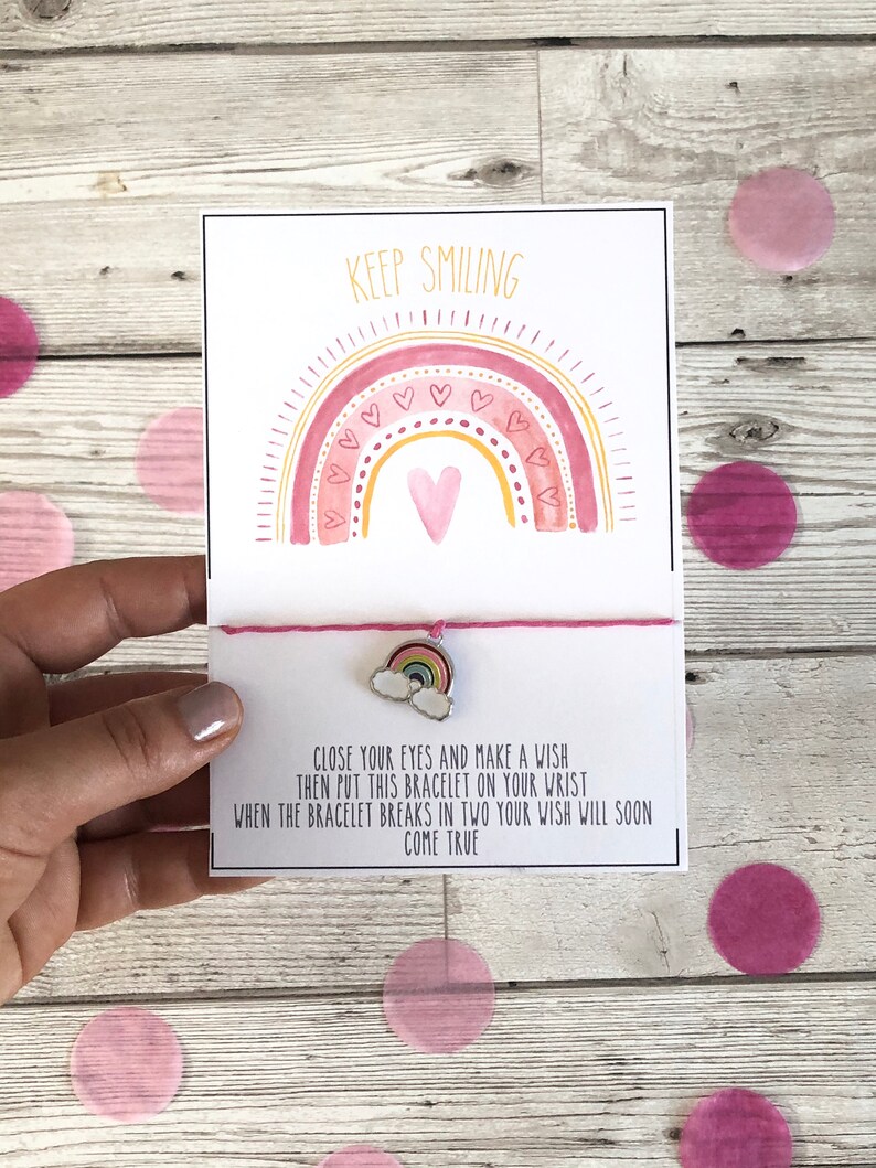 Rainbow Wish Bracelet. Thinking of You Gift. Rainbow Card. | Etsy