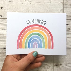 Positivity Postcard Pack of 4. Rainbow Postcards. You Are Amazing. You ...