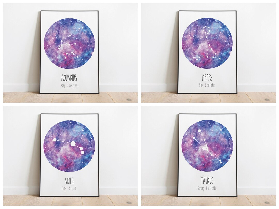 A5 Star Sign Zodiac Prints. Galaxy Star Costenstleation A5 Print ...