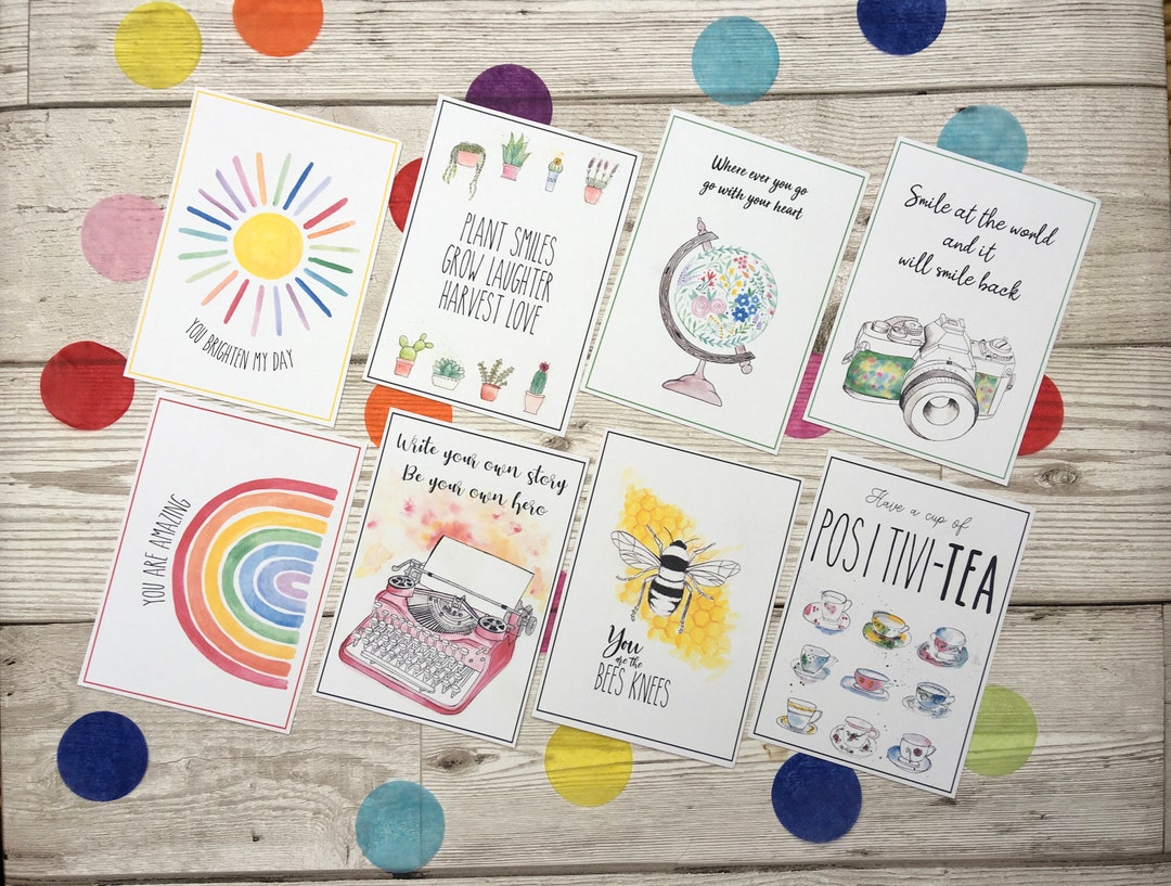 Positive Mini Postcards. Good Vibes Quote Notecards. Affirmation Nite ...