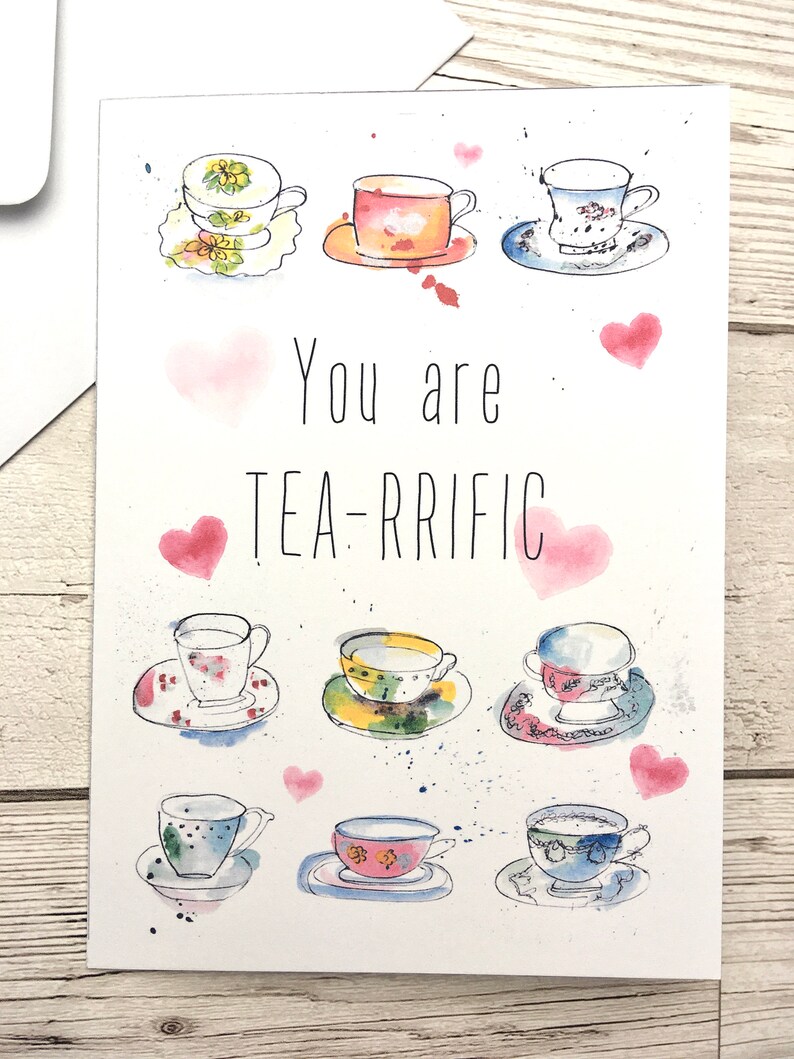 Tea Pun Greeting Card. You Are My Cup of Tea. You Are Terrific | Etsy
