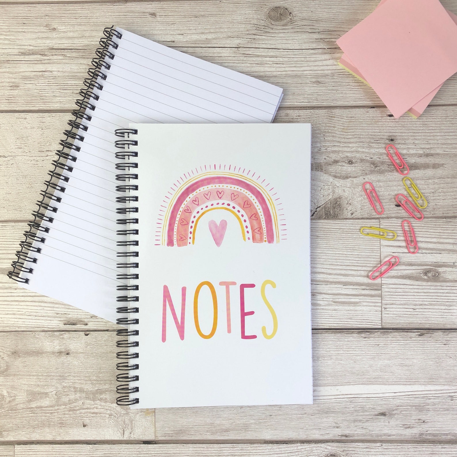 Rainbow Notebook. Pink Notepad for Her. Rainbow Stationary. - Etsy UK