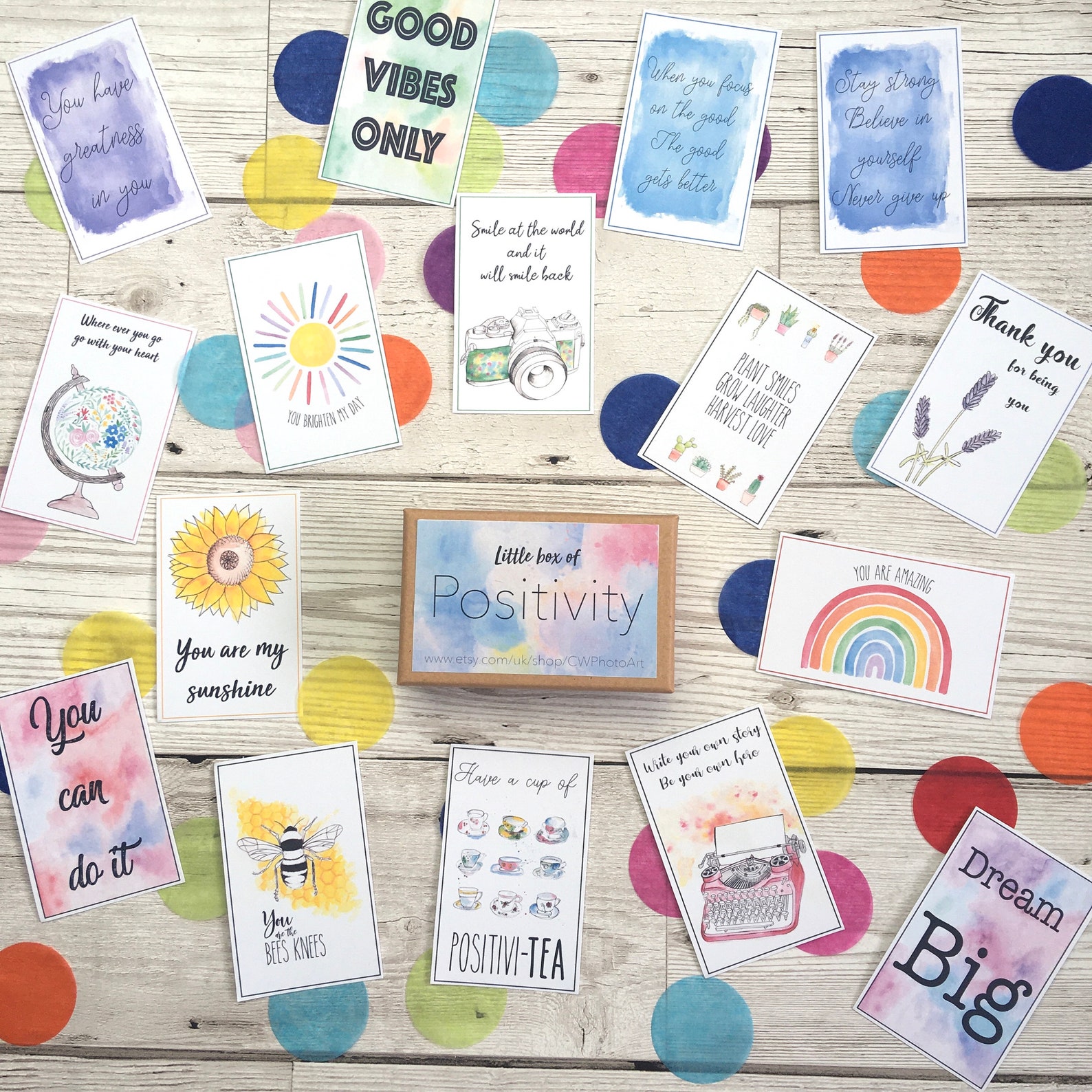 Inspirational Positive Message Cards Box Set of 16. Positivity - Etsy UK