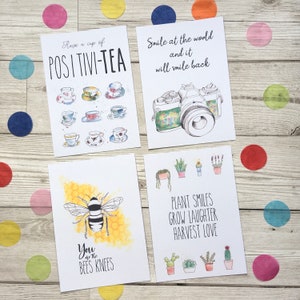 Positive Postcard Pack of 4. Kindness Postcards. Good Vibes Stationary ...