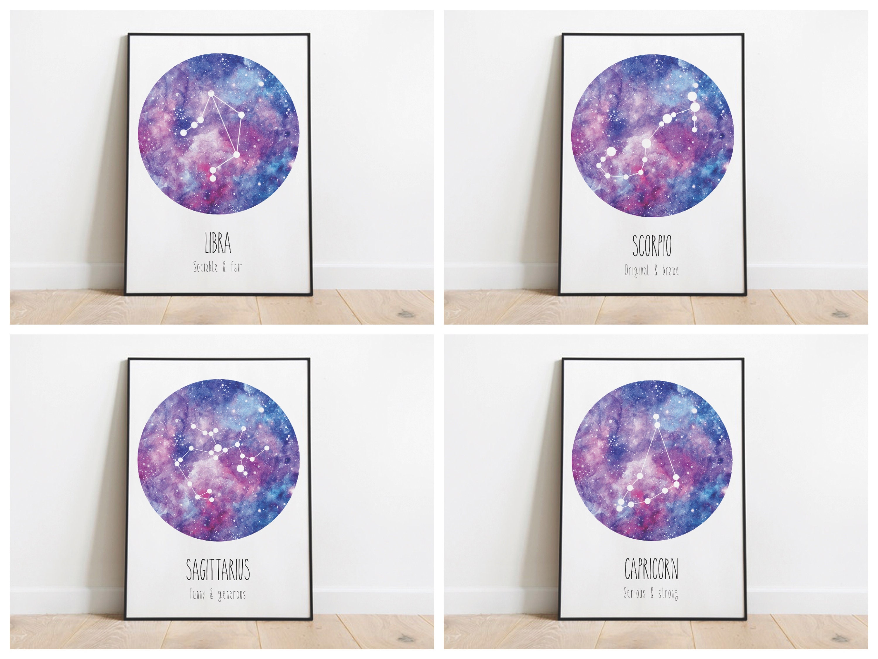 A5 Star Sign Zodiac Prints. Galaxy Star Costenstleation A5 - Etsy