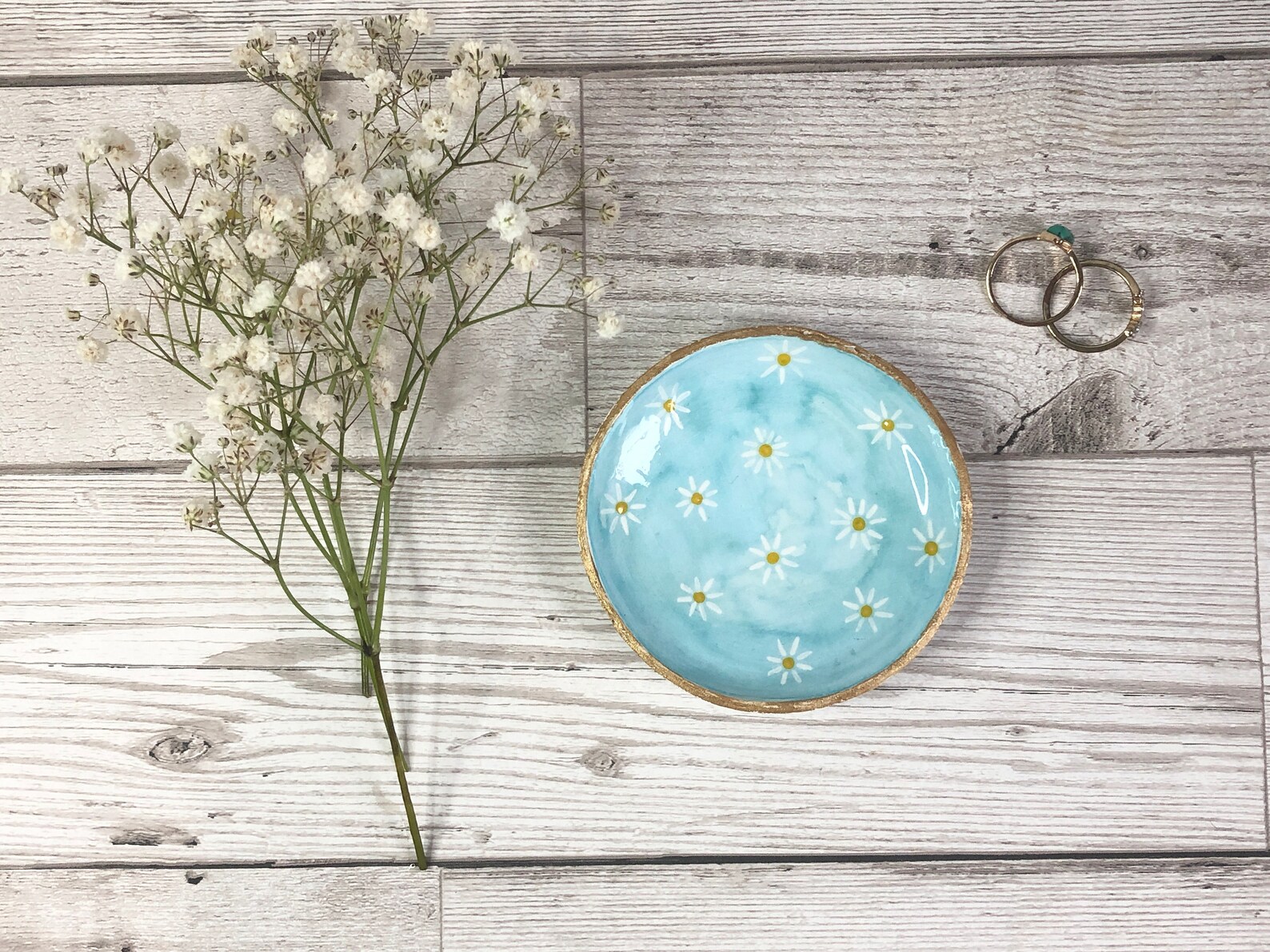Floral Trinket Dish. Summer Flowers Ring Holder. Sunflower Home Decor ...
