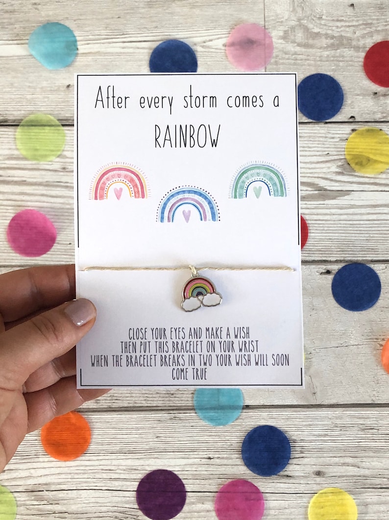 Rainbow Wish Bracelet. Thinking of You Gift. Rainbow Card. | Etsy