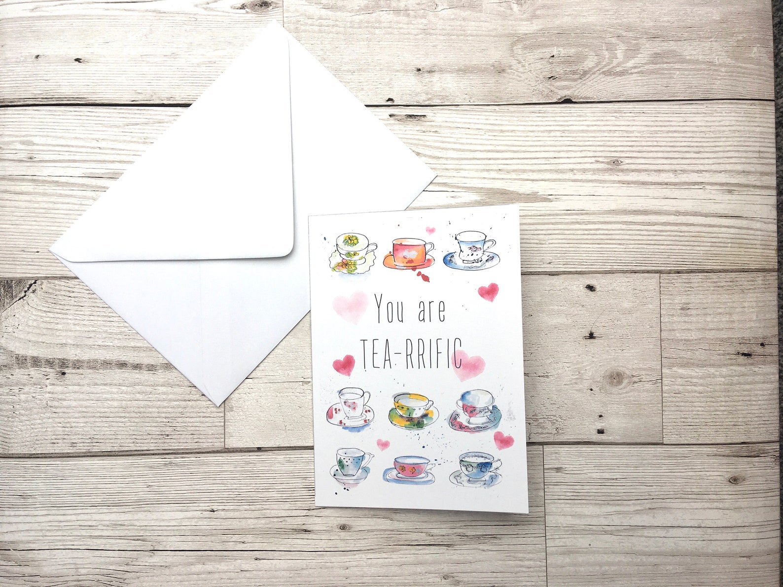 Tea pun greeting card. You are my cup of tea. You are terrific | Etsy