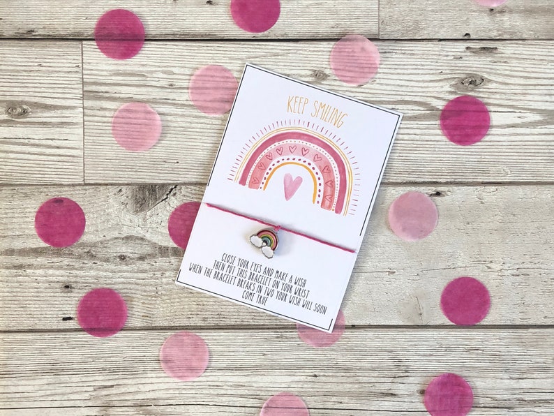 Rainbow Wish Bracelet. Thinking of You Gift. Rainbow Card. | Etsy