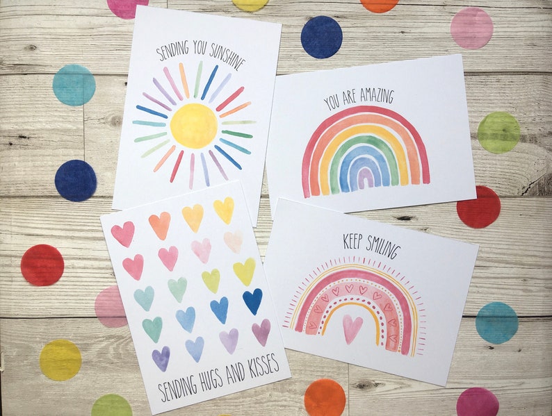 Positivity Postcard Pack of 4. Rainbow Postcards. You Are - Etsy UK