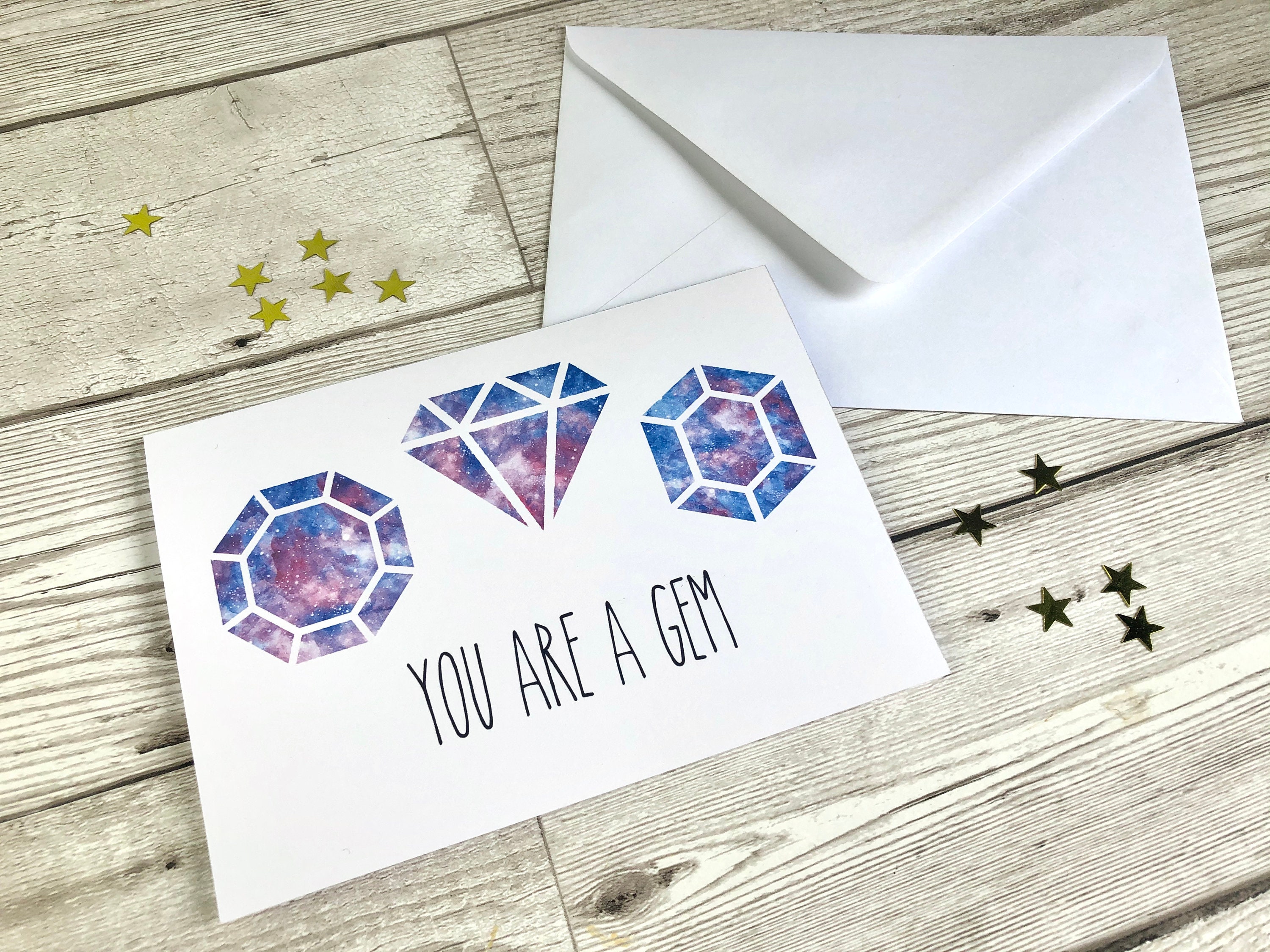 You Are a Gem Card. Galaxy Crystal Card. Thank You Card for - Etsy UK