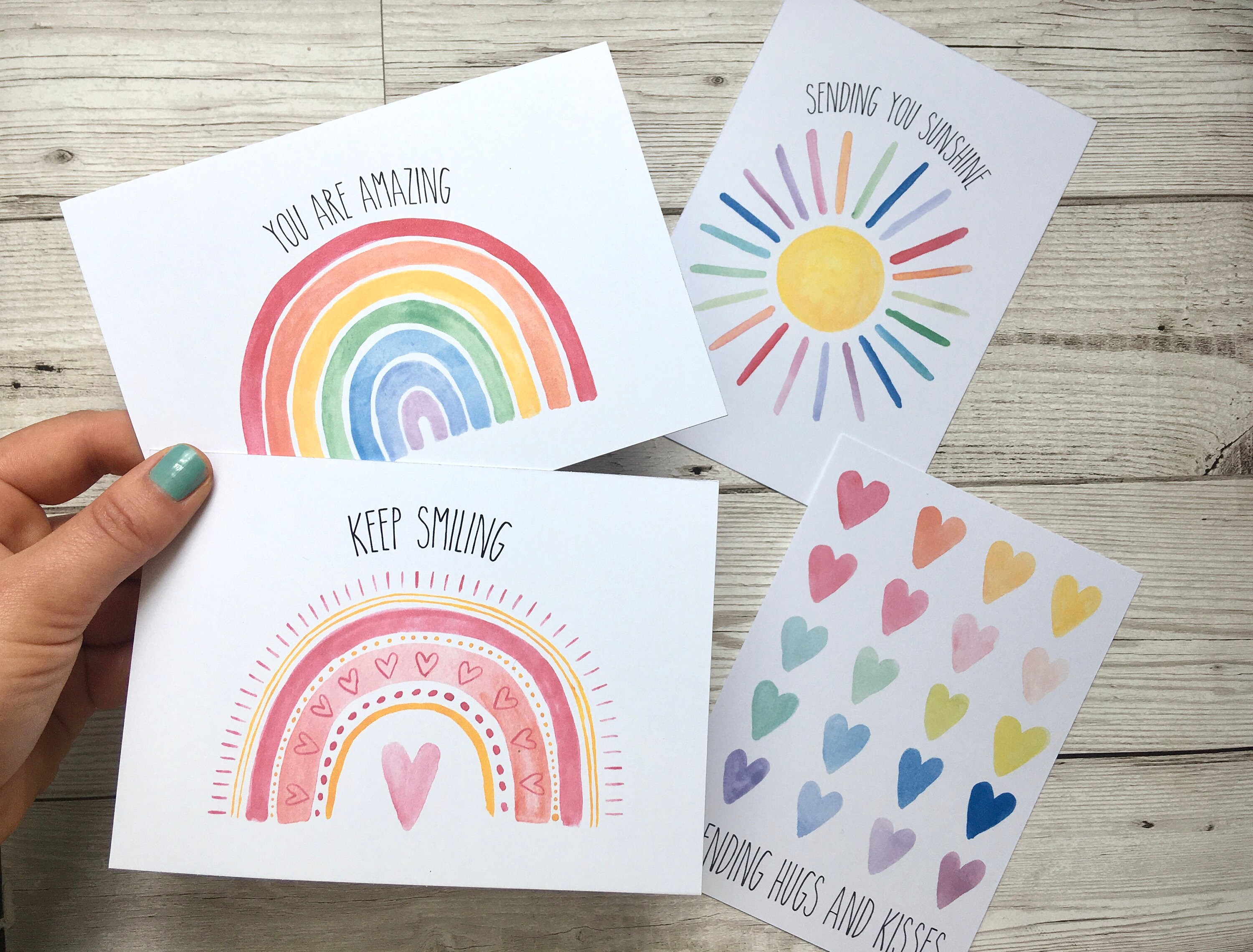 Positivity Postcard Pack of 4. Rainbow Postcards. You Are Amazing. You ...