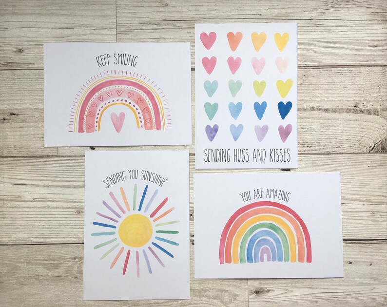 Positivity Postcard Pack of 4. Rainbow Postcards. You Are | Etsy