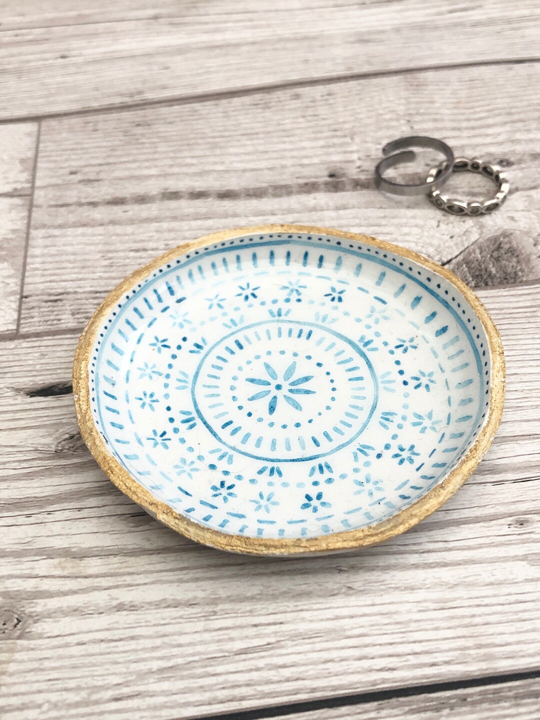 Dainty Blue Ring Dish. Handmade Trinket Dish. Desk Storage. New Home ...