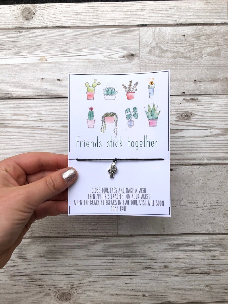 Best Friend Wish Bracelet. Friend Stick Together. Cactus Wish - Etsy