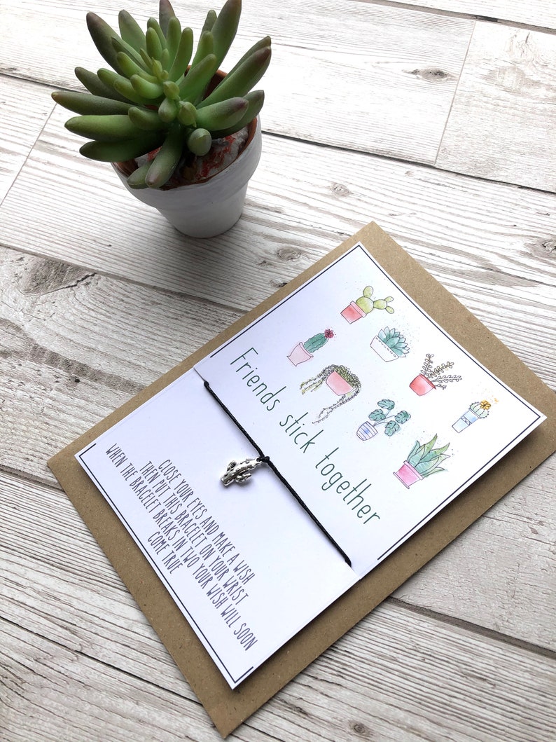 Best Friend Wish Bracelet. Friend Stick Together. Cactus Wish - Etsy