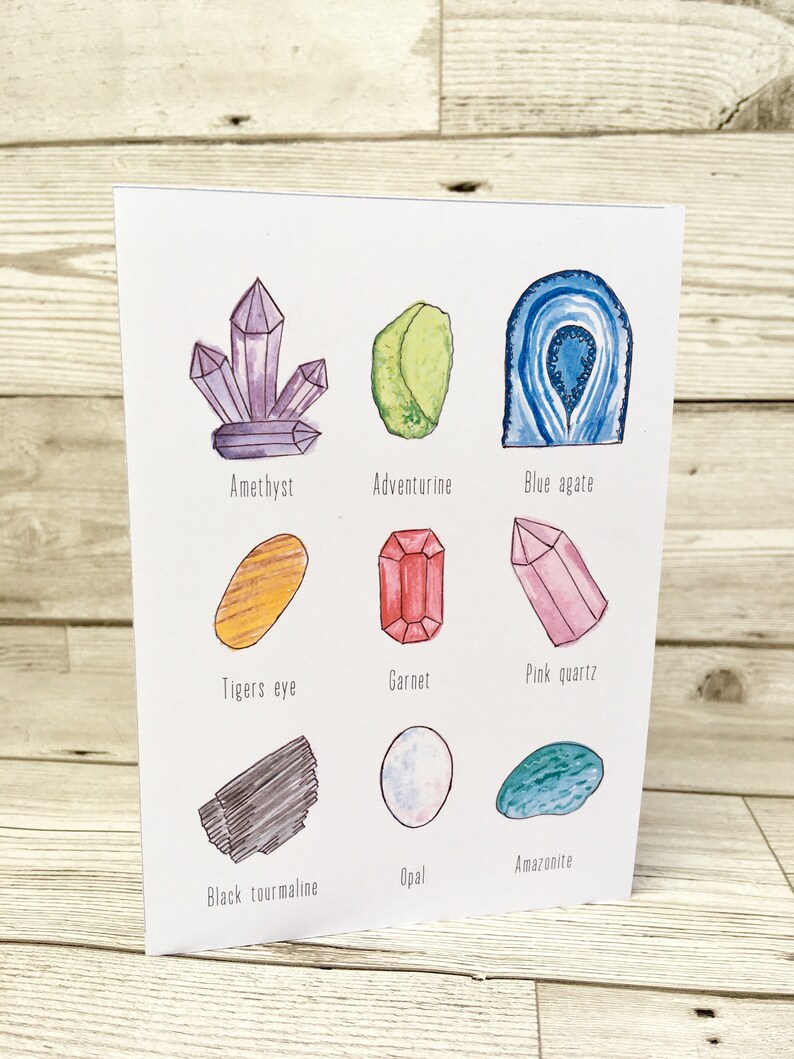 Crystals Birthday Card. Healing Stones Greeting Card. - Etsy UK