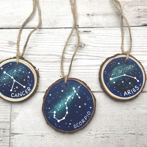 Star Sign Wooden Ornament. Zodiac Birthday Gift. Astrology Home Decor ...