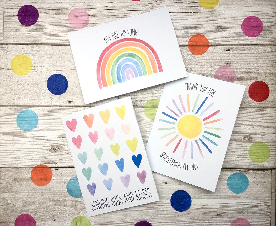 Rainbow Positive Cards. Thank You Cards. Positivity Postcards. You Are ...