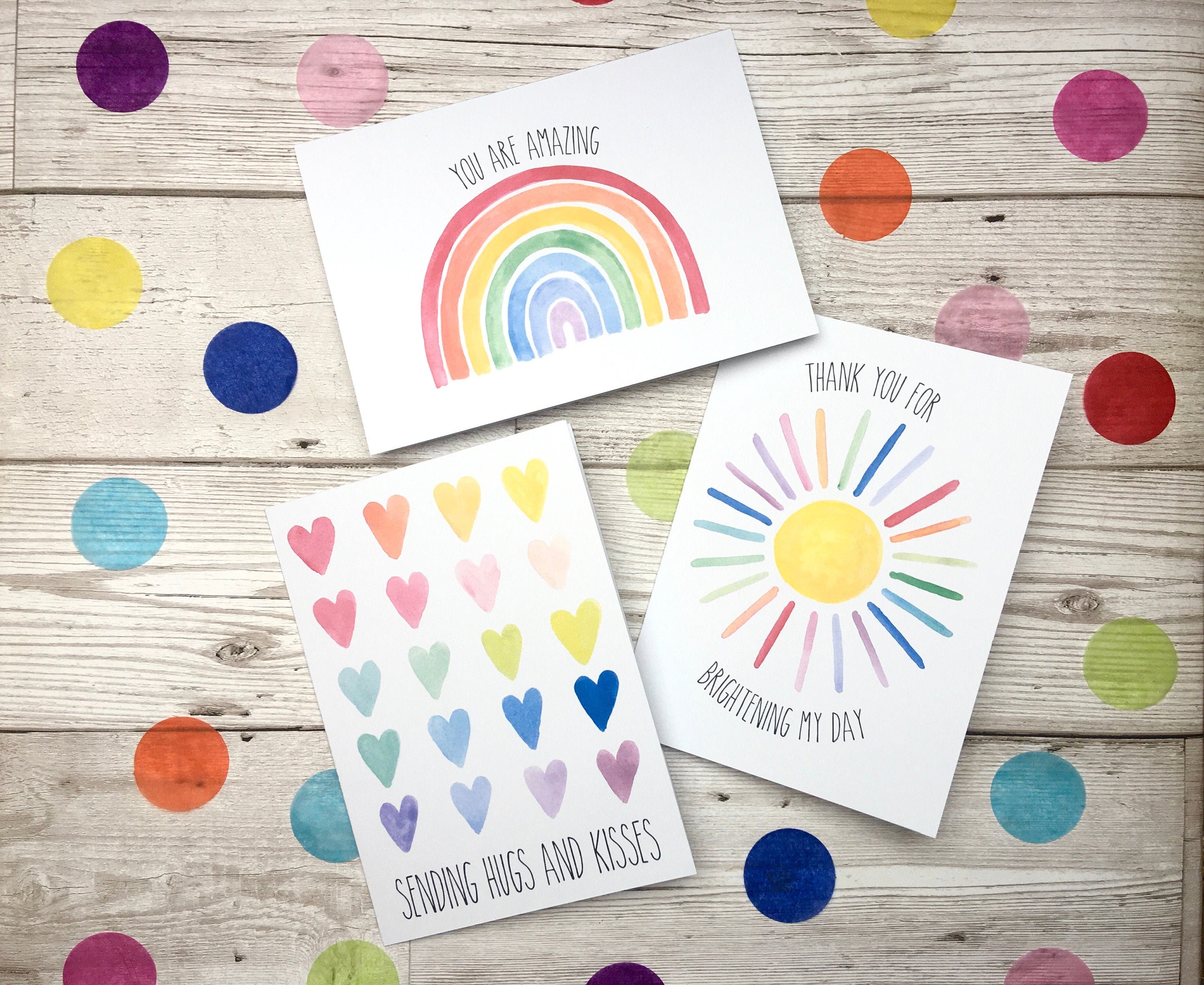 I Miss You Rainbow Card. Thinking About You Card. Hand Painted - Etsy