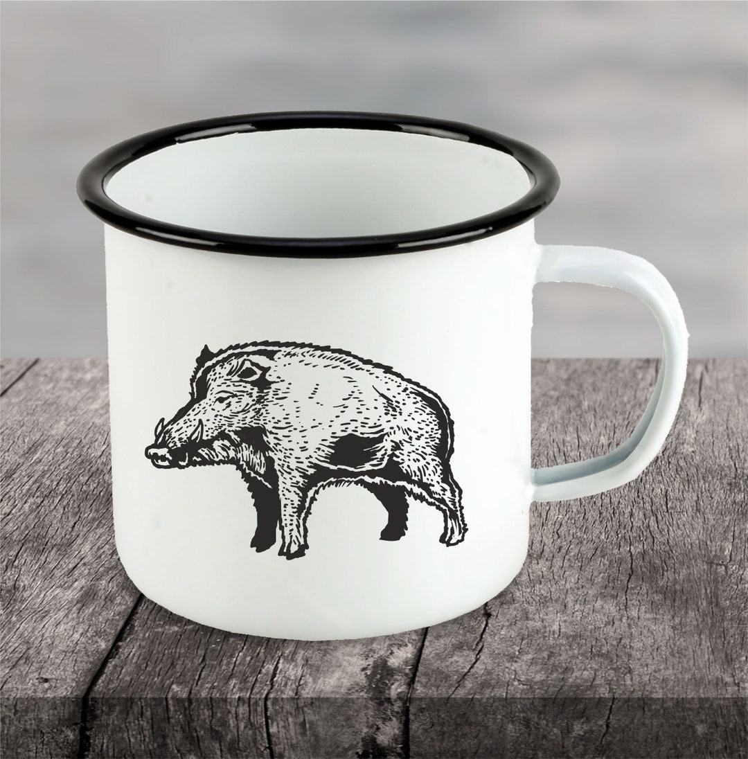 Wild Boar Wild Owl Enamel Cup Mug Coffee Cup Gift Idea for Hunter ...