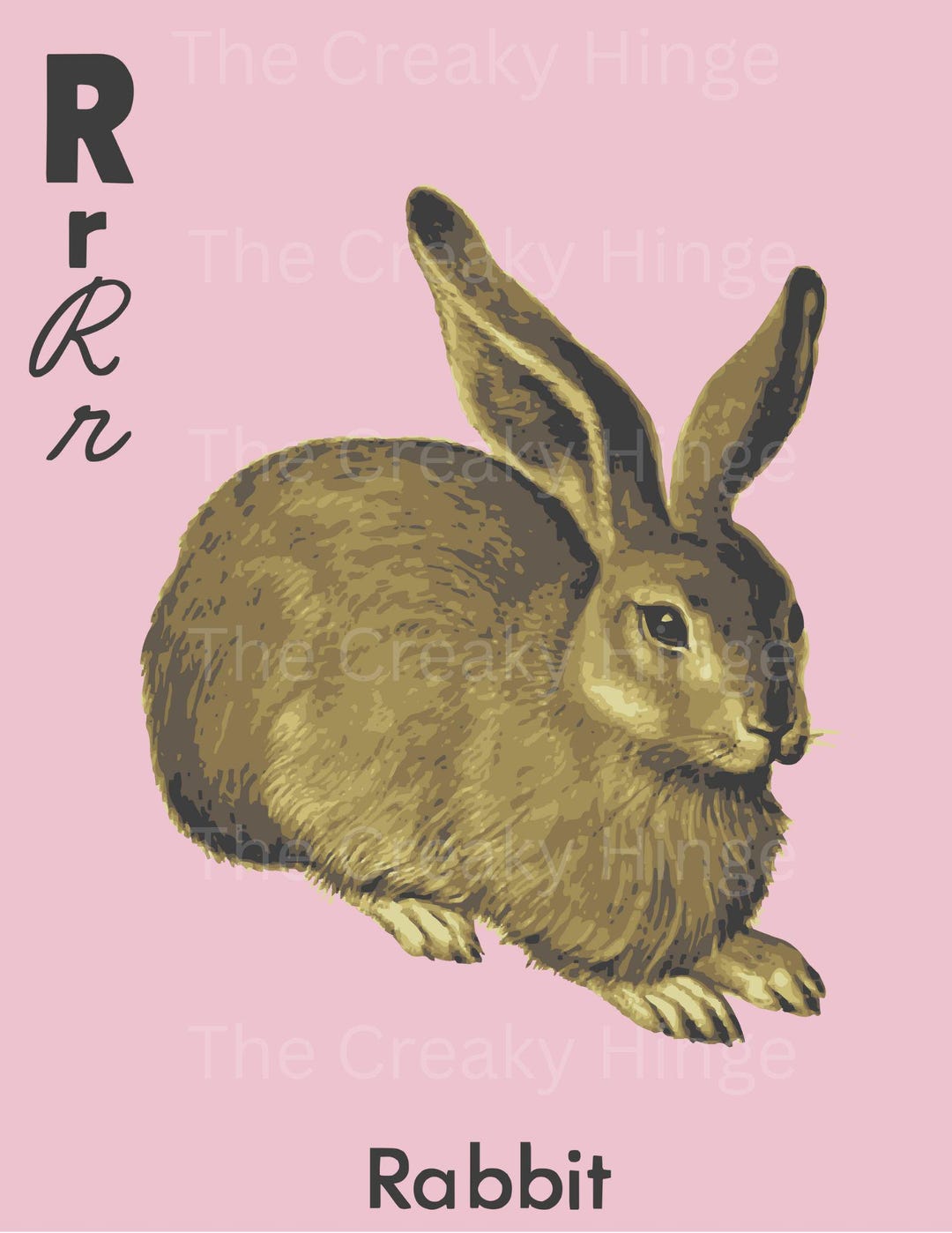 Vintage-looking ABC Rabbit for Letter R - Instant Digital Download Only ...