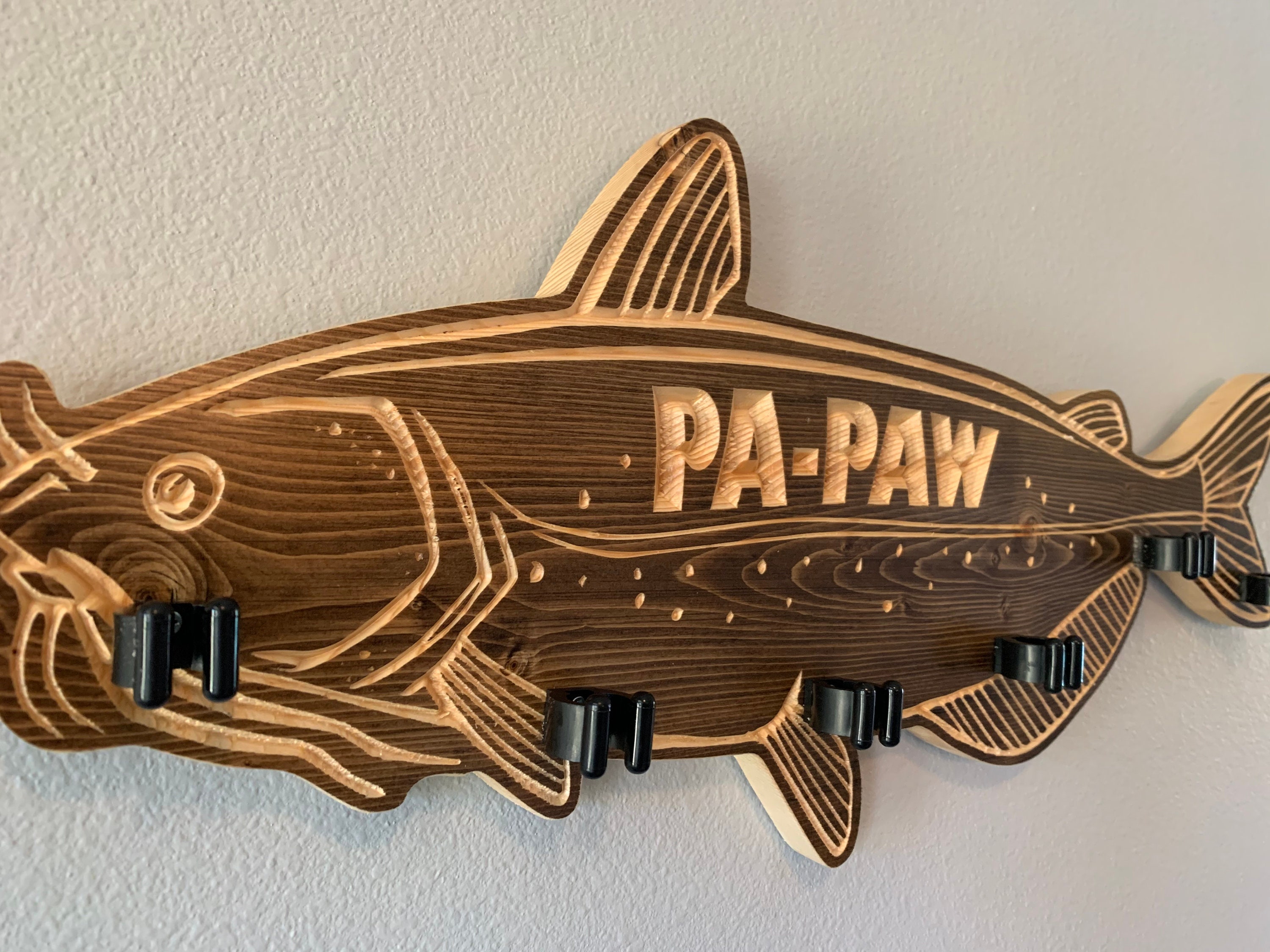 Personalized Solid Wood Catfish Fishing Rod Holder - Etsy