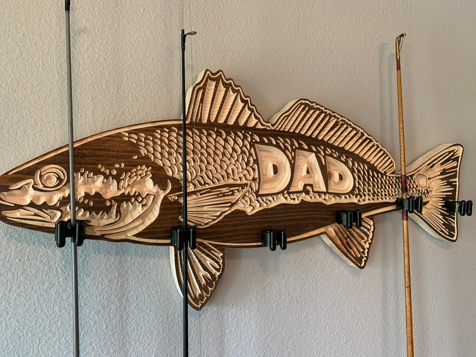 Personalized Solid Wood Redfish Fishing Rod Holder - Etsy