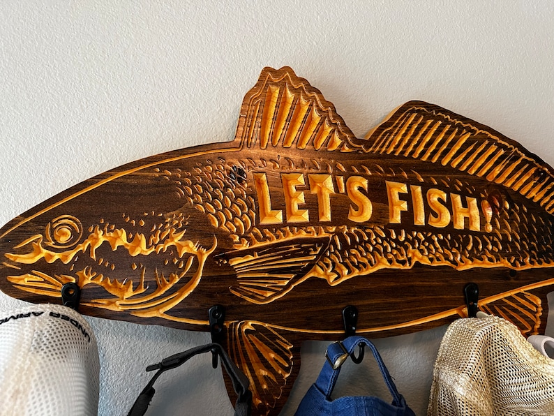 Personalized Solid Wood Redfish Hat and Cap Display Rack - Etsy