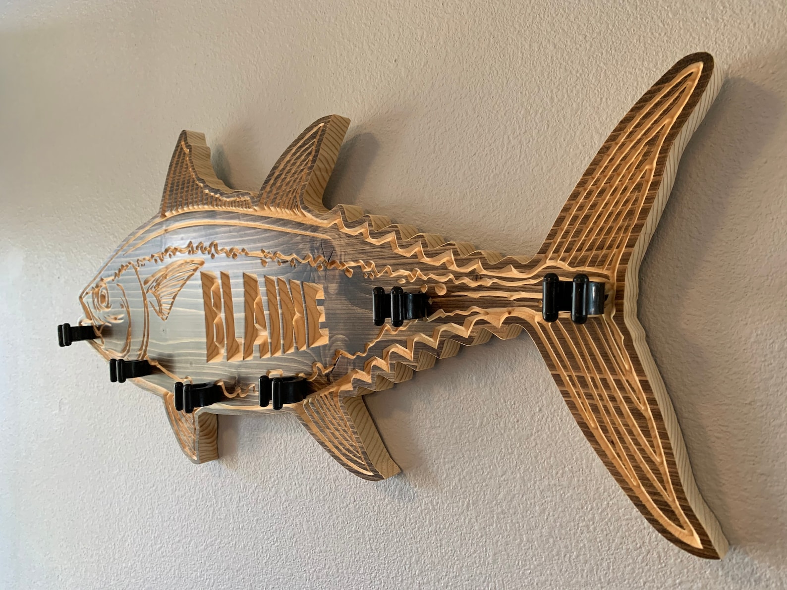 Personalized Solid Wood Tuna Fishing Rod Holder - Etsy