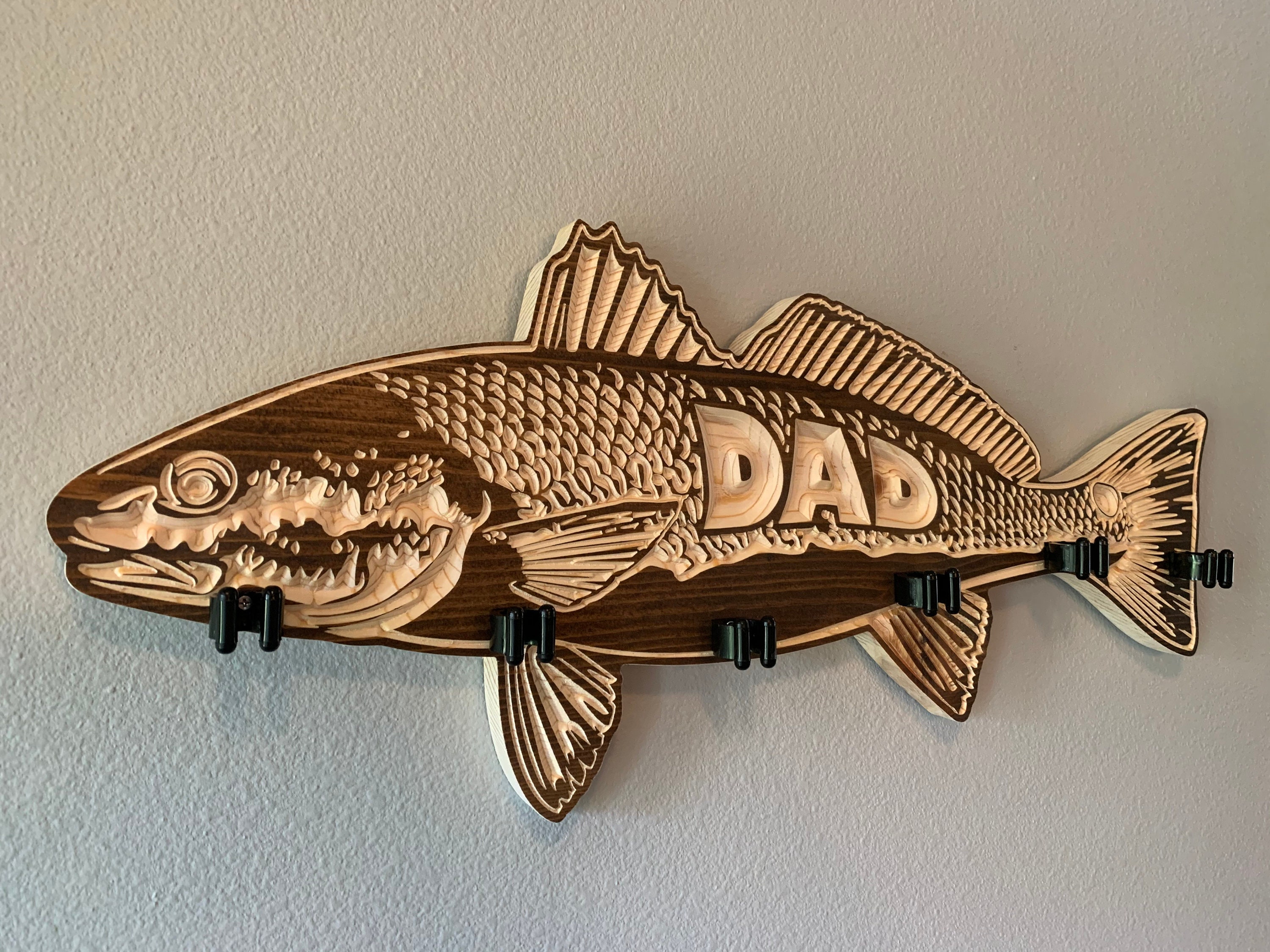 Personalized Solid Wood Redfish Fishing Rod Holder - Etsy