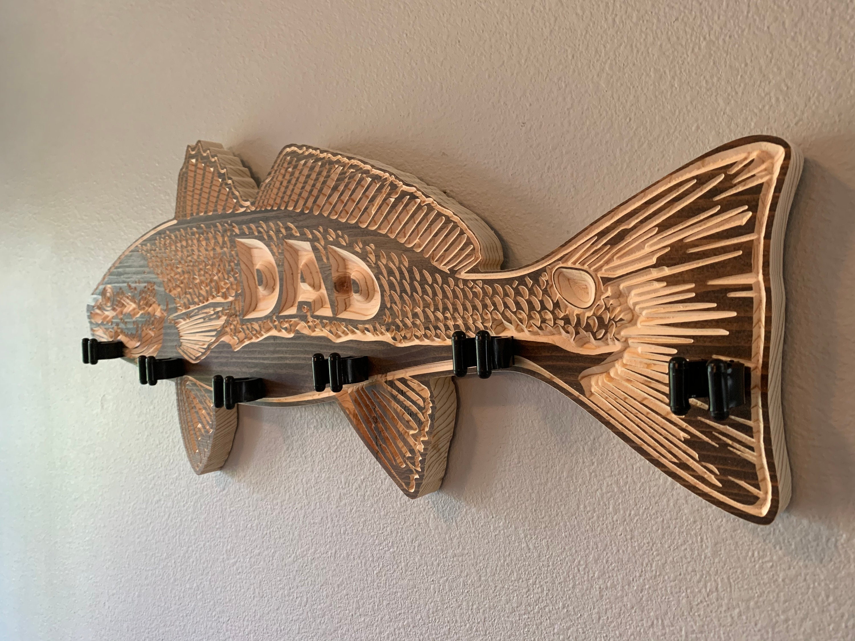 Personalized Solid Wood Redfish Fishing Rod Holder - Etsy