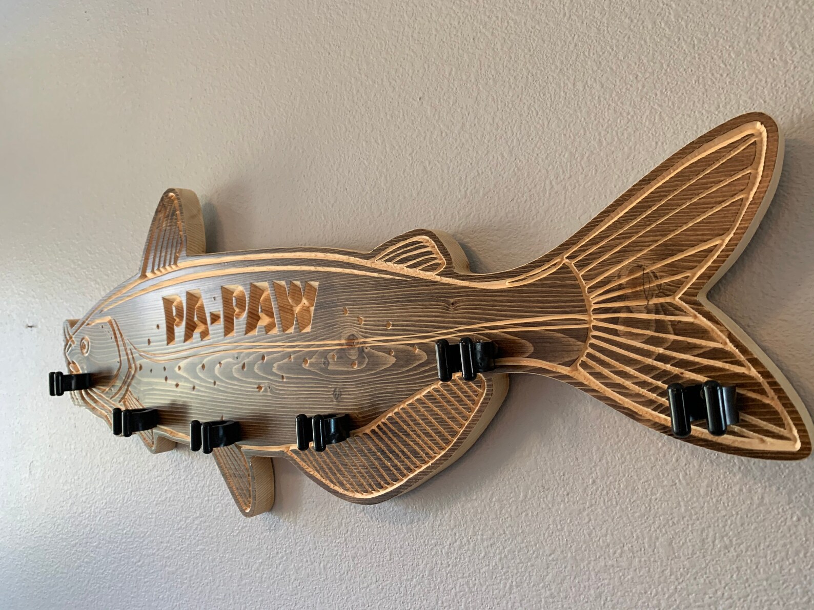 Personalized Solid Wood Catfish Fishing Rod Holder - Etsy