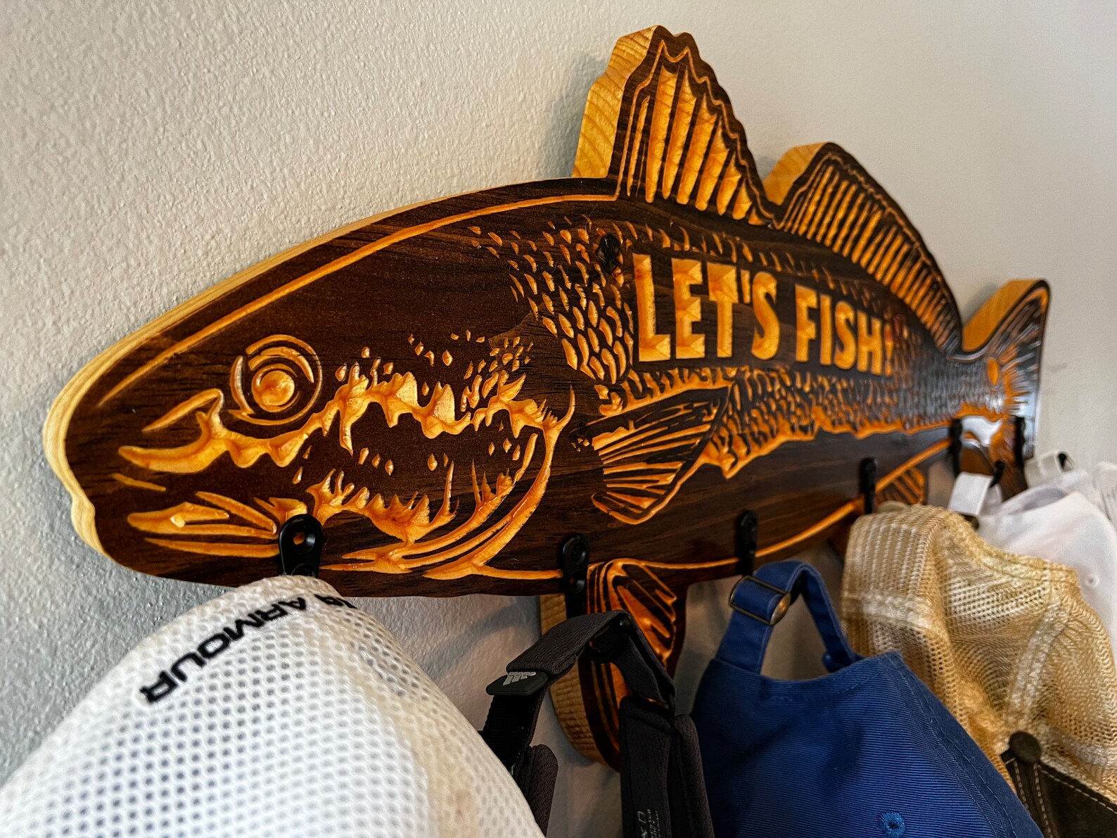Personalized Solid Wood Redfish Hat and Cap Display Rack - Etsy