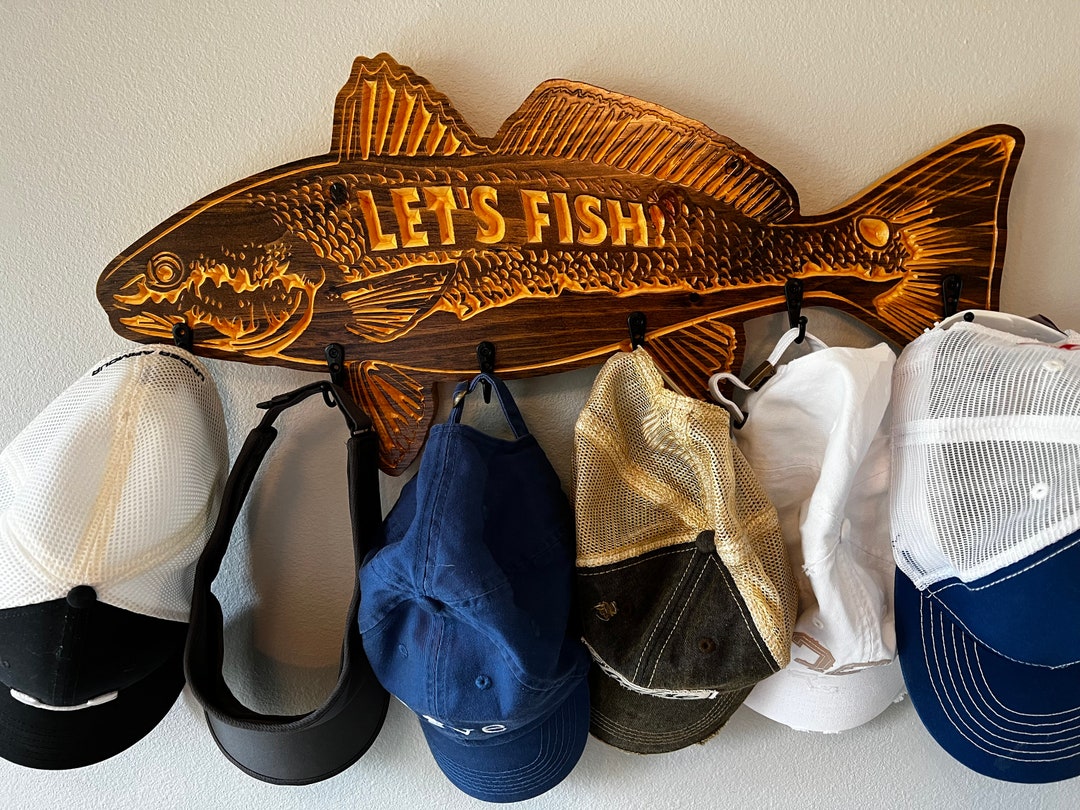 Personalized Solid Wood Redfish Hat and Cap Display Rack - Etsy