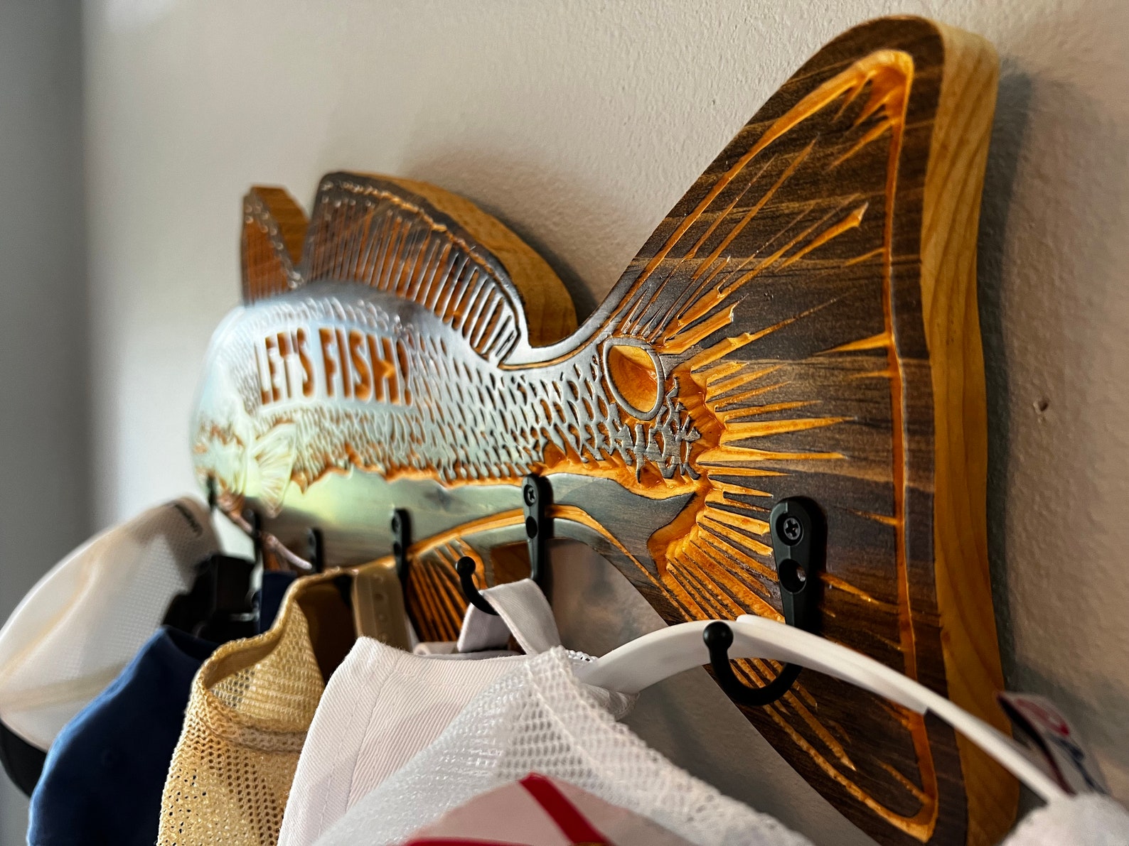 Personalized Solid Wood Redfish Hat and Cap Display Rack - Etsy