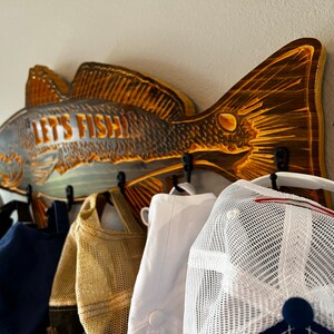 Personalized Solid Wood Redfish Hat and Cap Display Rack - Etsy