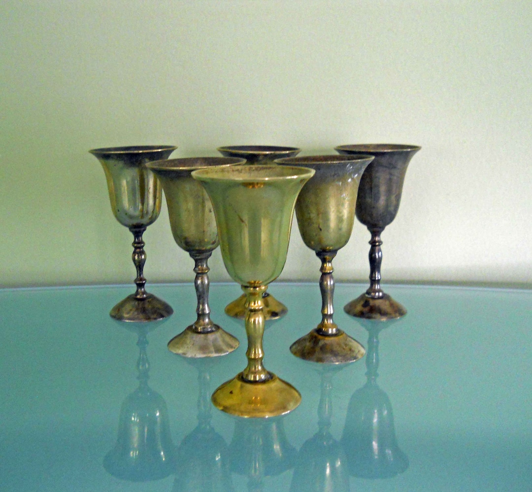 Metal Drinking Vessels Vintage Set of 6 - Etsy