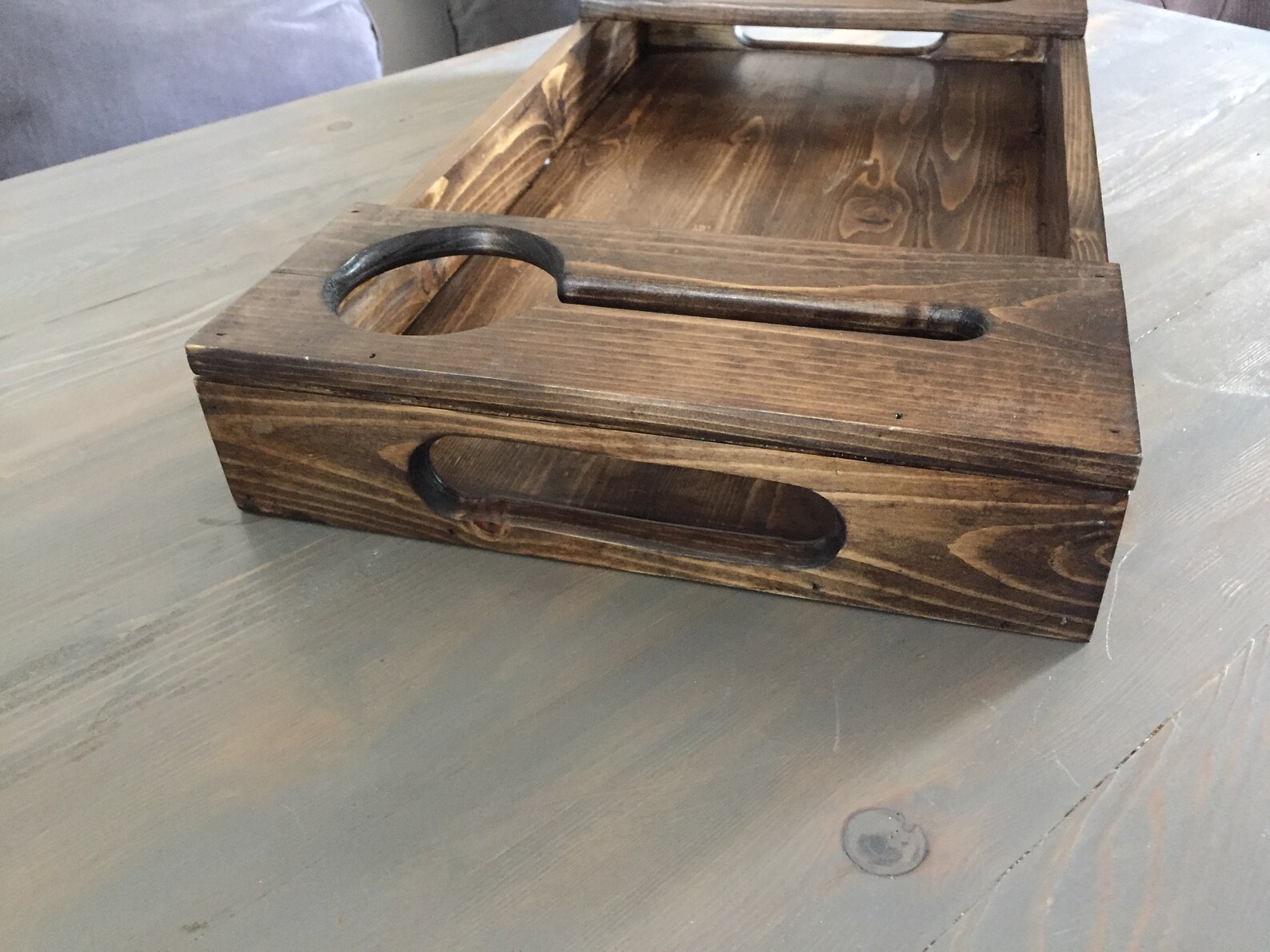 Rustic Serving Tray With Wine Glass and Bottle Holder - Etsy