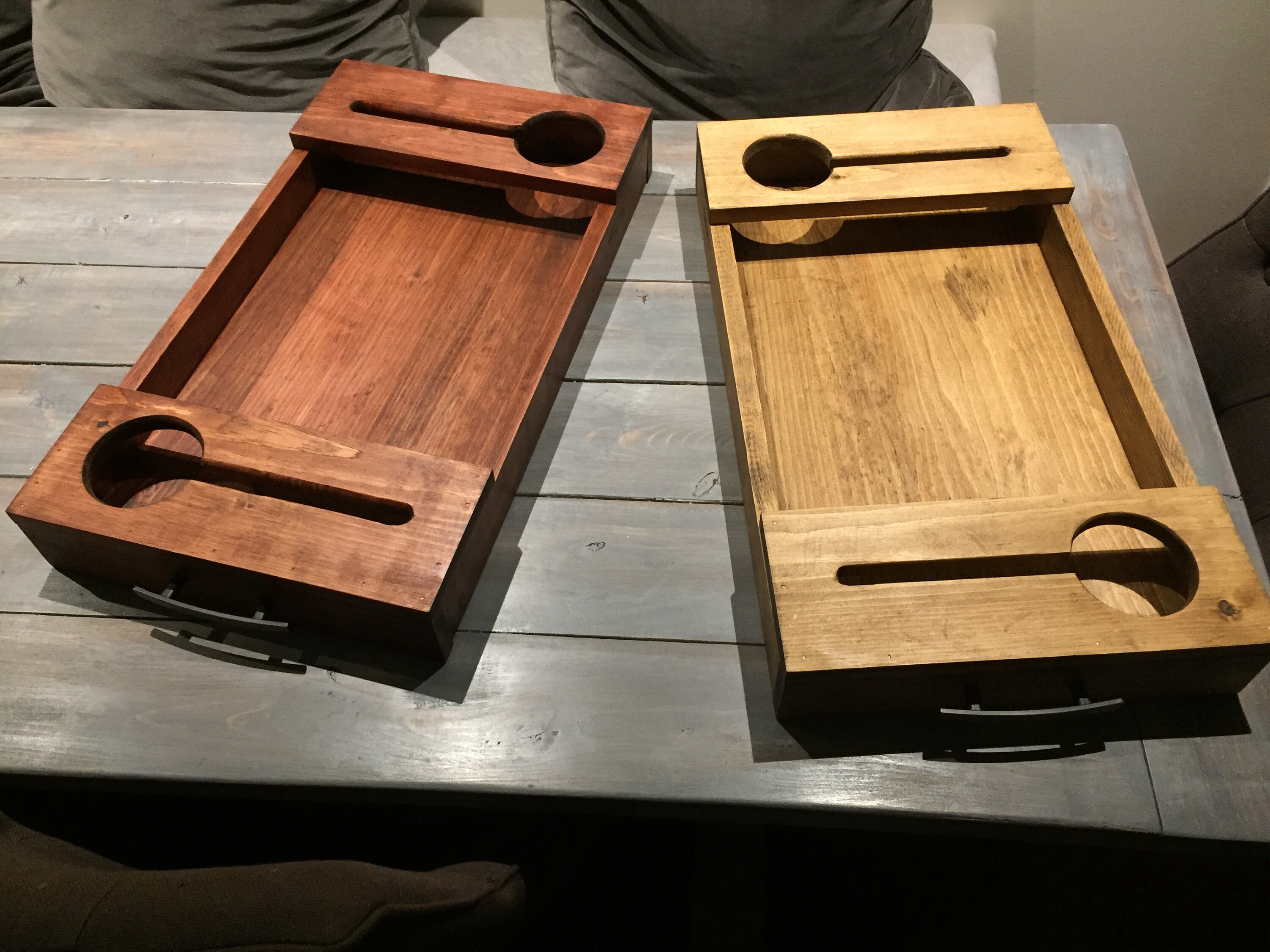 Rustic Serving Tray With Wine Glass and Bottle Holder - Etsy