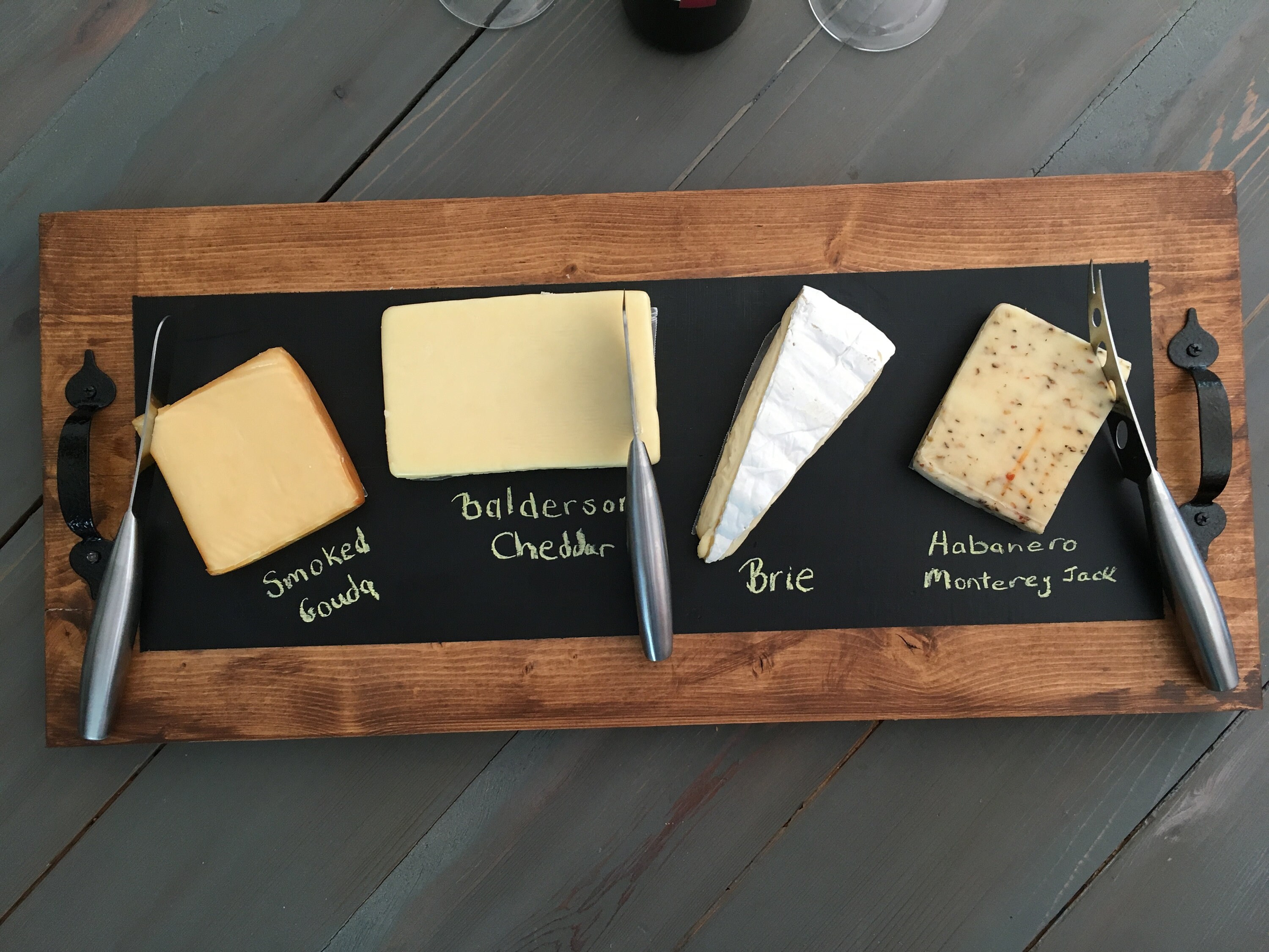 Rustic Wooden Cheese Board With Chalkboard Center - Etsy