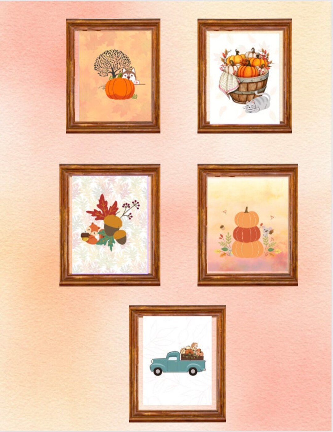 Fall Gallery Art / Fun Fall 5 Piece Series / Cozy Autumn Art Prints ...