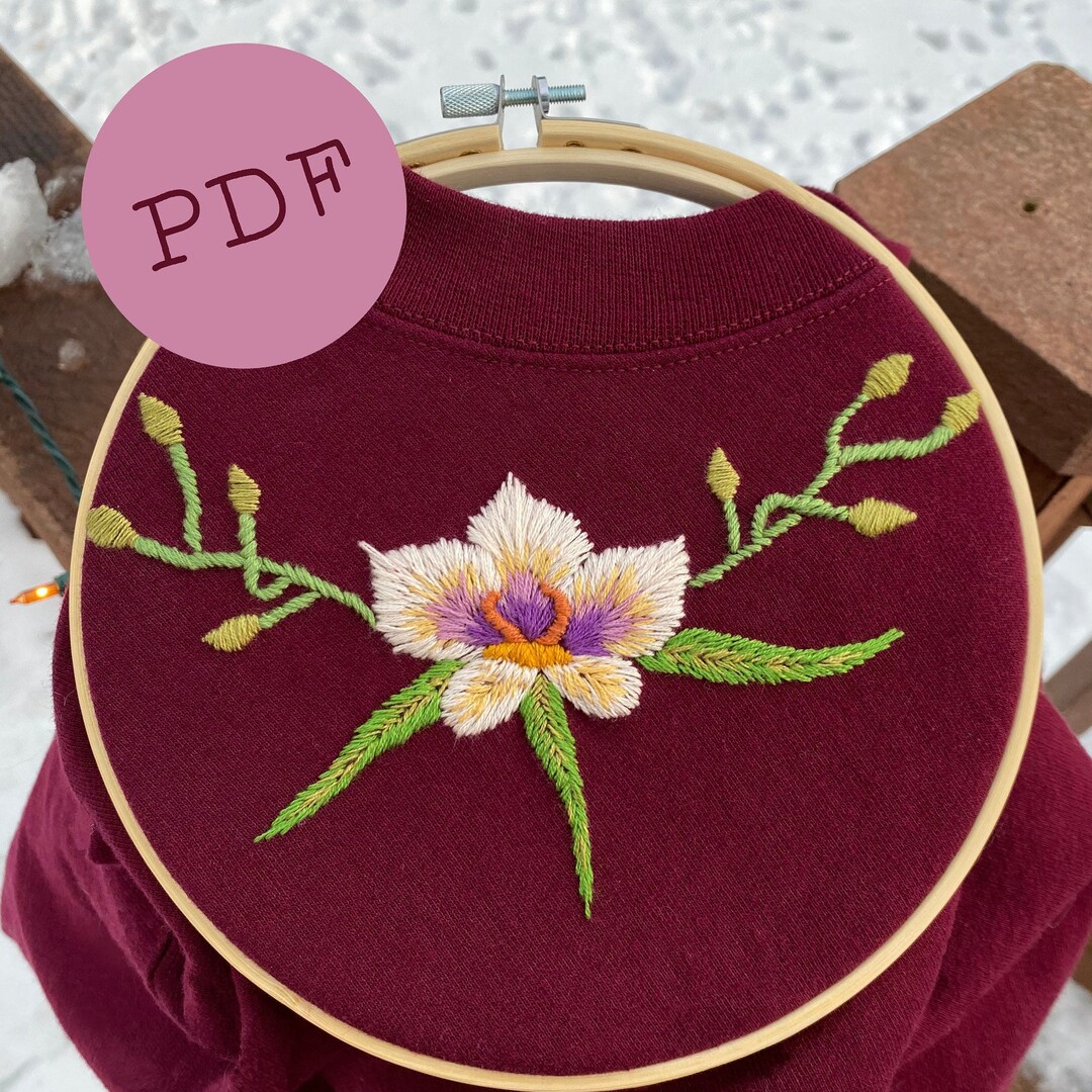 Orchid Vines: Easy Intermediate Hand Embroidery Pattern PDF Instant ...