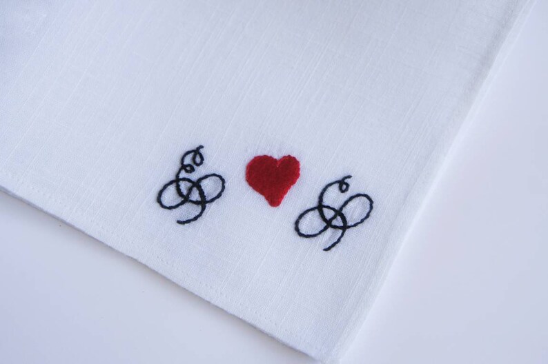 Two-loving Hearts, Wedding Handkerchief, Anniversary Gifts, Valentines ...